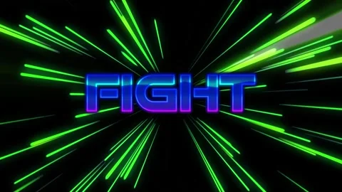 Animation of fight text over neon light ... | Stock Video | Pond5