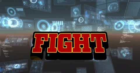 Animation of fight text over scope scann... | Stock Video | Pond5