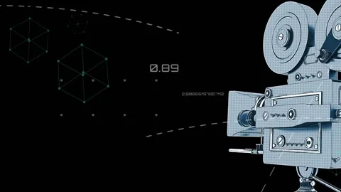 Animation of film camera over white geom... | Stock Video | Pond5