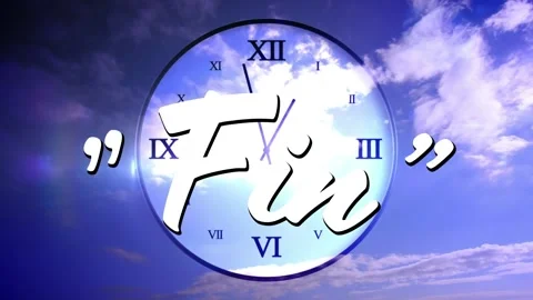Animation of fin text over clock moving ... | Stock Video | Pond5