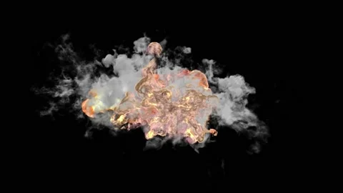 animation of fire and white smoke explos... | Stock Video | Pond5