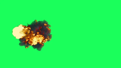 animation of Fire Ball Explosion on gre... | Stock Video | Pond5
