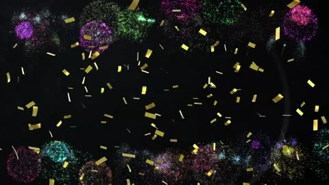 Animation of fireworks exploding and gol... | Stock Video | Pond5