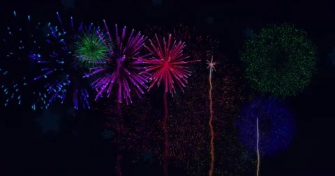 Animation of fireworks exploding on blac... | Stock Video | Pond5
