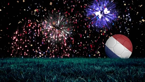 Animation of fireworks over soccer ball ... | Stock Video | Pond5