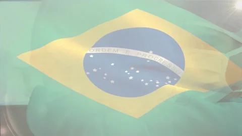 Animation of flag of brasil waving over ... | Stock Video | Pond5