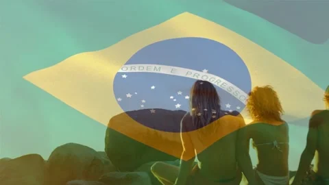Animation of flag of brazil over diverse... | Stock Video | Pond5