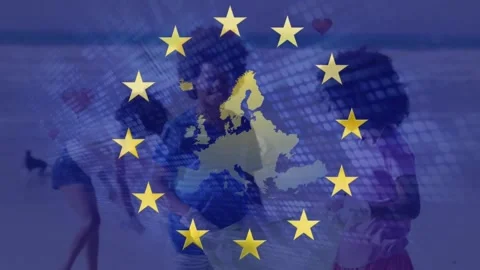 Animation of flag of europe with map ove... | Stock Video | Pond5