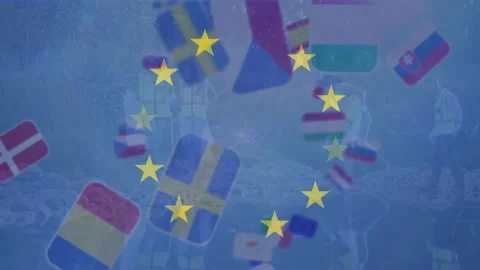 Animation of flag of europe over nationa... | Stock Video | Pond5