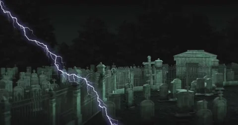 Animation of flashes over cemetery and l... | Stock Video | Pond5