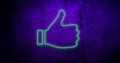 Animation of flickering neon thumbs up i... | Stock Video | Pond5