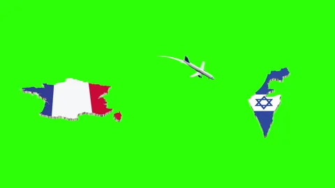 Animation Of Flight From FRANCE to Isra... | Stock Video | Pond5