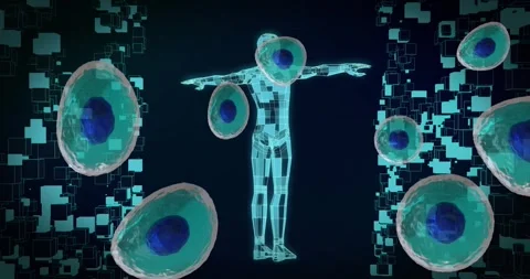Animation of floating cells over digital... | Stock Video | Pond5