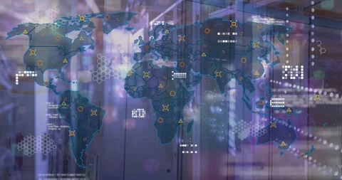 Animation of floating digital icons, wor... | Stock Video | Pond5