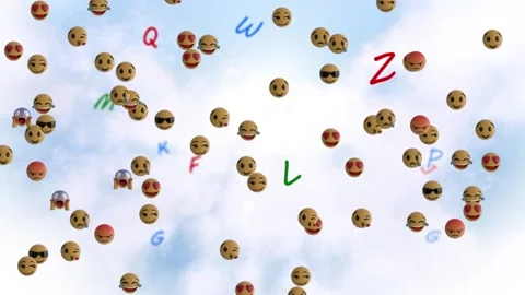 Animation of floating emojis and letters... | Stock Video | Pond5