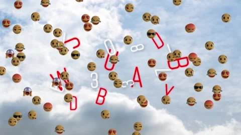 Animation of floating emojis and numbers... | Stock Video | Pond5