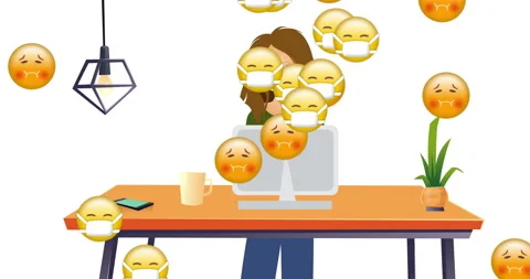 Animation of floating emojis with face m... | Stock Video | Pond5