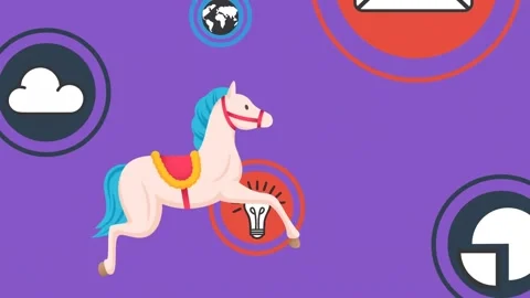 Animation of floating icons in circles a... | Stock Video | Pond5