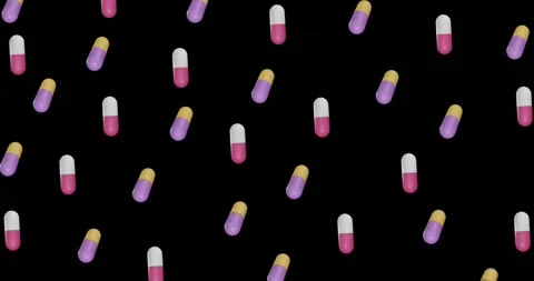 Animation of floating pills on black bac... | Stock Video | Pond5