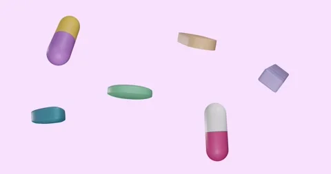 Animation of floating pills on blue back... | Stock Video | Pond5