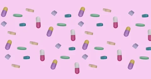 Animation of floating pills on blue back... | Stock Video | Pond5