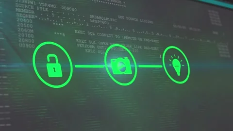 Animation of flowchart of icons and lens... | Stock Video | Pond5