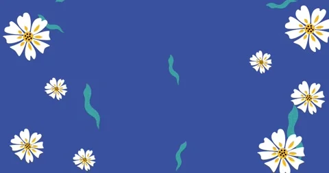 Animation of flowers and leaves on blue ... | Stock Video | Pond5