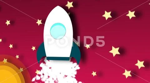 Animation of flying cartoon rocket with view from cosmos ~ Clip Art ...