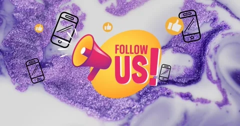 Animation of follow us text with smartph... | Stock Video | Pond5