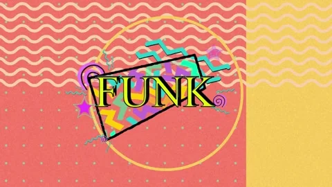 Animation of funk text and colourful wav... | Stock Video | Pond5