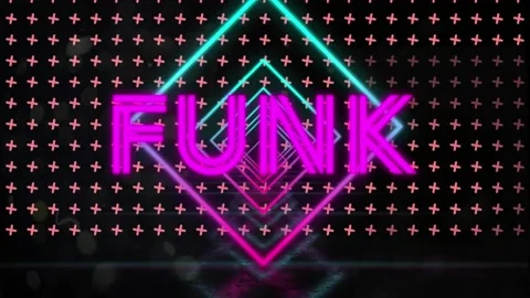Animation of funk text and shapes on bla... | Stock Video | Pond5
