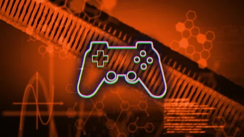 Animation of game controller icon on ora... | Stock Video | Pond5