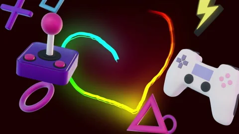 Animation of game controllers and interf... | Stock Video | Pond5