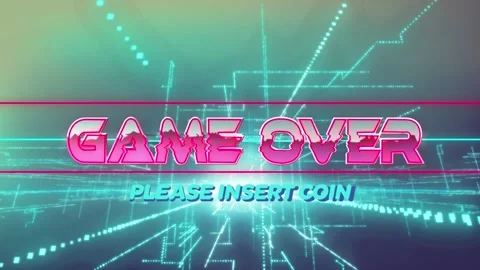 Animation of game over and please insert... | Stock Video | Pond5