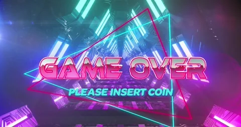 Animation of game over and please insert... | Stock Video | Pond5