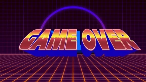 Animation of game over retro text over n... | Stock Video | Pond5