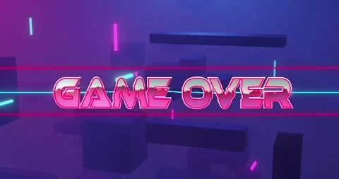 Animation of game over text over purple ... | Stock Video | Pond5