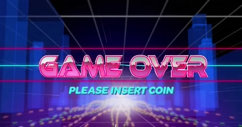 Animation of game over text in pink meta... | Stock Video | Pond5