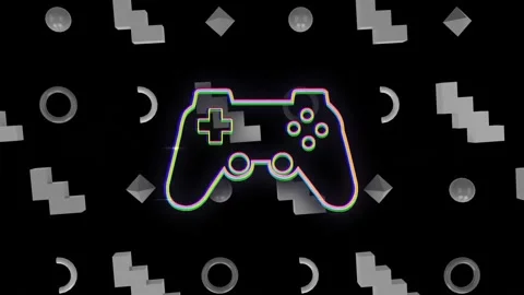 Animation of gamepad icon over shapes on... | Stock Video | Pond5