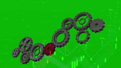 Animation of gears rotating over data on... | Stock Video | Pond5