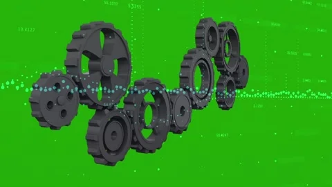 Animation of gears rotating over diverse... | Stock Video | Pond5