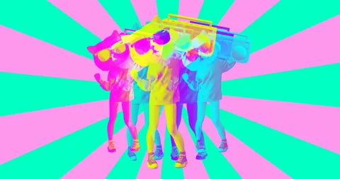 Animation gif art. Dancing Kitty iat geo... | Stock Video | Pond5