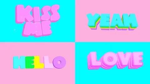 Animation Gif Text Kiss me. Yeah. Hello.... | Stock Video | Pond5