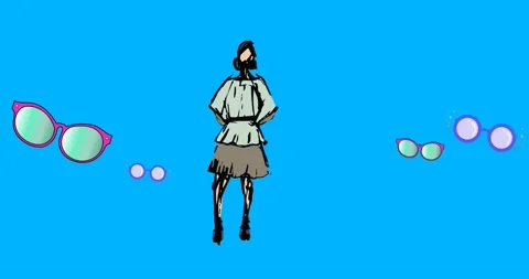 Animation of glasses icons and model on ... | Stock Video | Pond5
