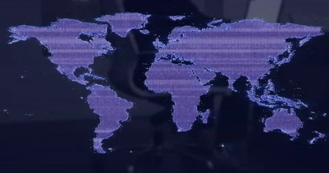 Animation of glitch effect over world ma... | Stock Video | Pond5