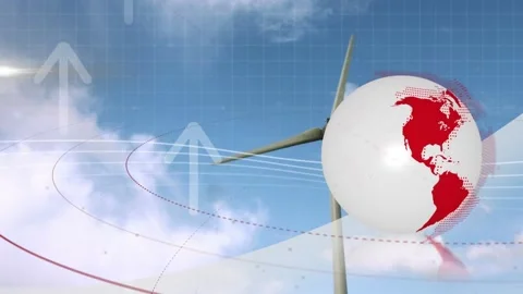 Animation of globe and arrows over wind ... | Stock Video | Pond5