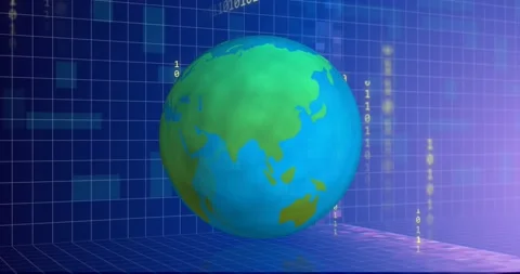 Animation of globe and data processing o... | Stock Video | Pond5