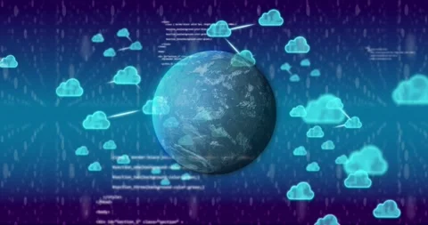Animation of globe and data processing o... | Stock Video | Pond5
