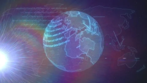 Animation of globe and light trails with... | Stock Video | Pond5