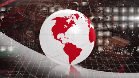 Animation of globe and world map over ci... | Stock Video | Pond5